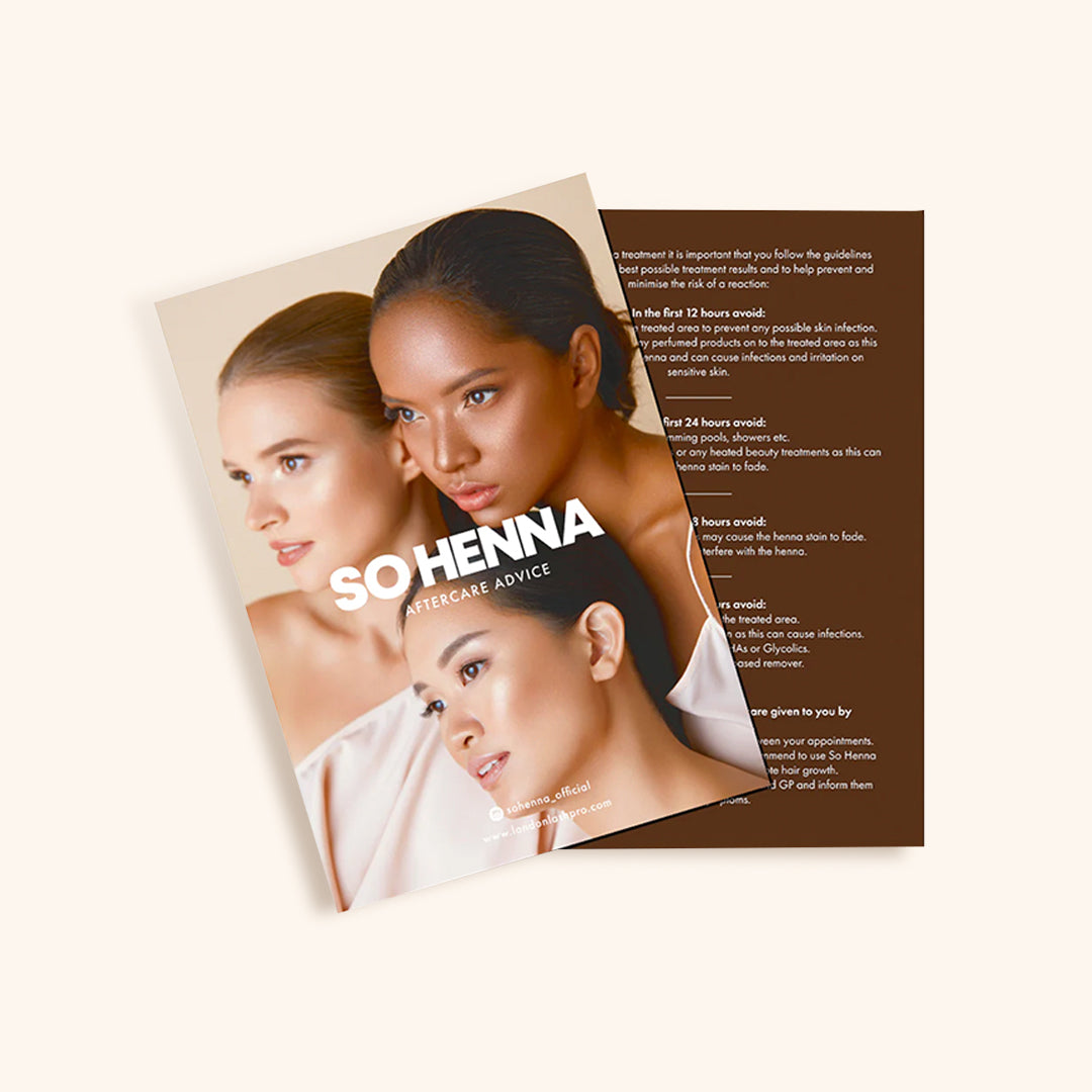 Digital So Henna Aftercare Leaflet for Eyebrow Artists - London Lash UK